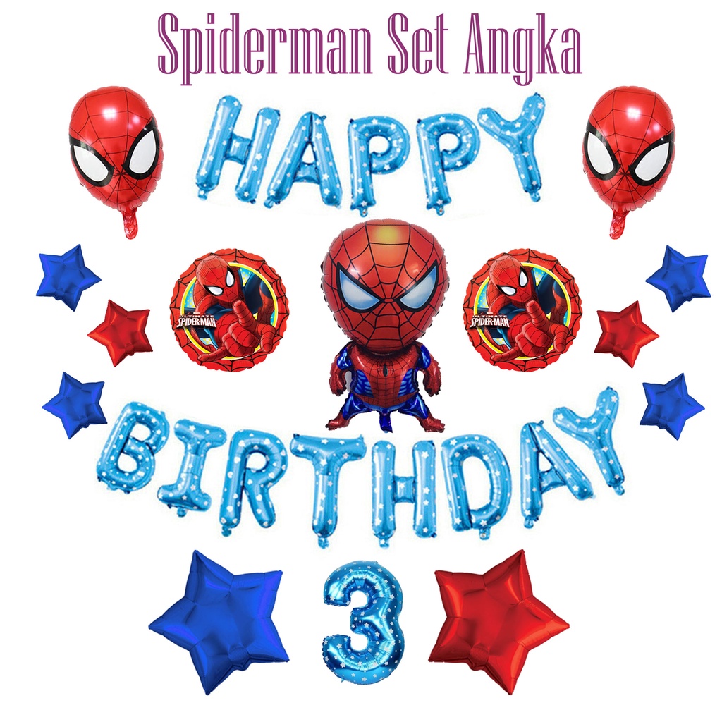 Jual Balonasia Paket Spiderman Set Angka | Shopee Indonesia