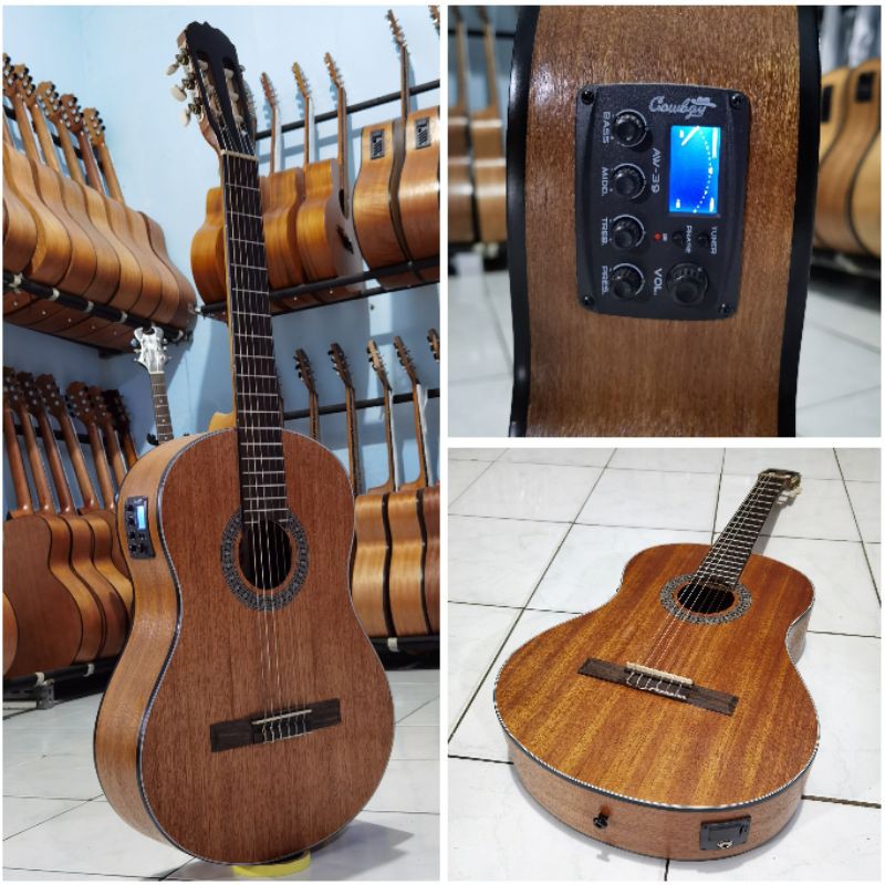Jual Gitar Klasik Akustik Elektrik Tuner Nylon Cowboy CG-100NS Original ...