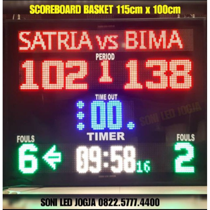 Jual Scoreboard basket 115cmx100cm papan skor digital scoringboard led ...