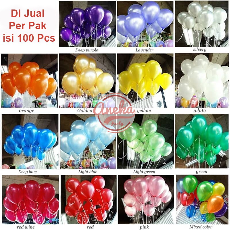 Jual Balon Latex Metalik 1 PACK ISI 100 Pcs / Balon Per Pack / Balon ...