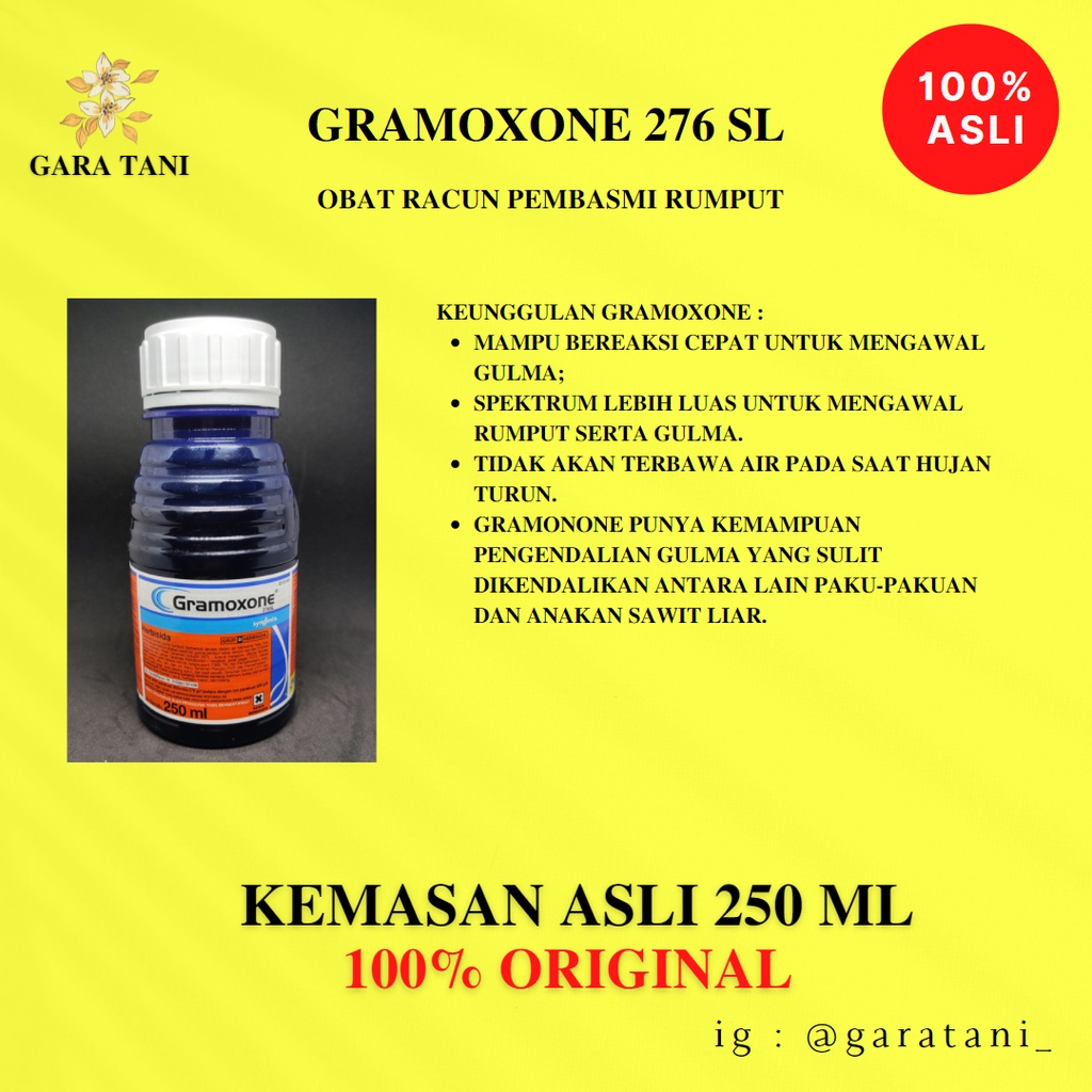 Jual HERBISIDA GRAMOXONE 276 SL ISI 250 ML OBAT RACUN PEMBASMI RUMPUT ...