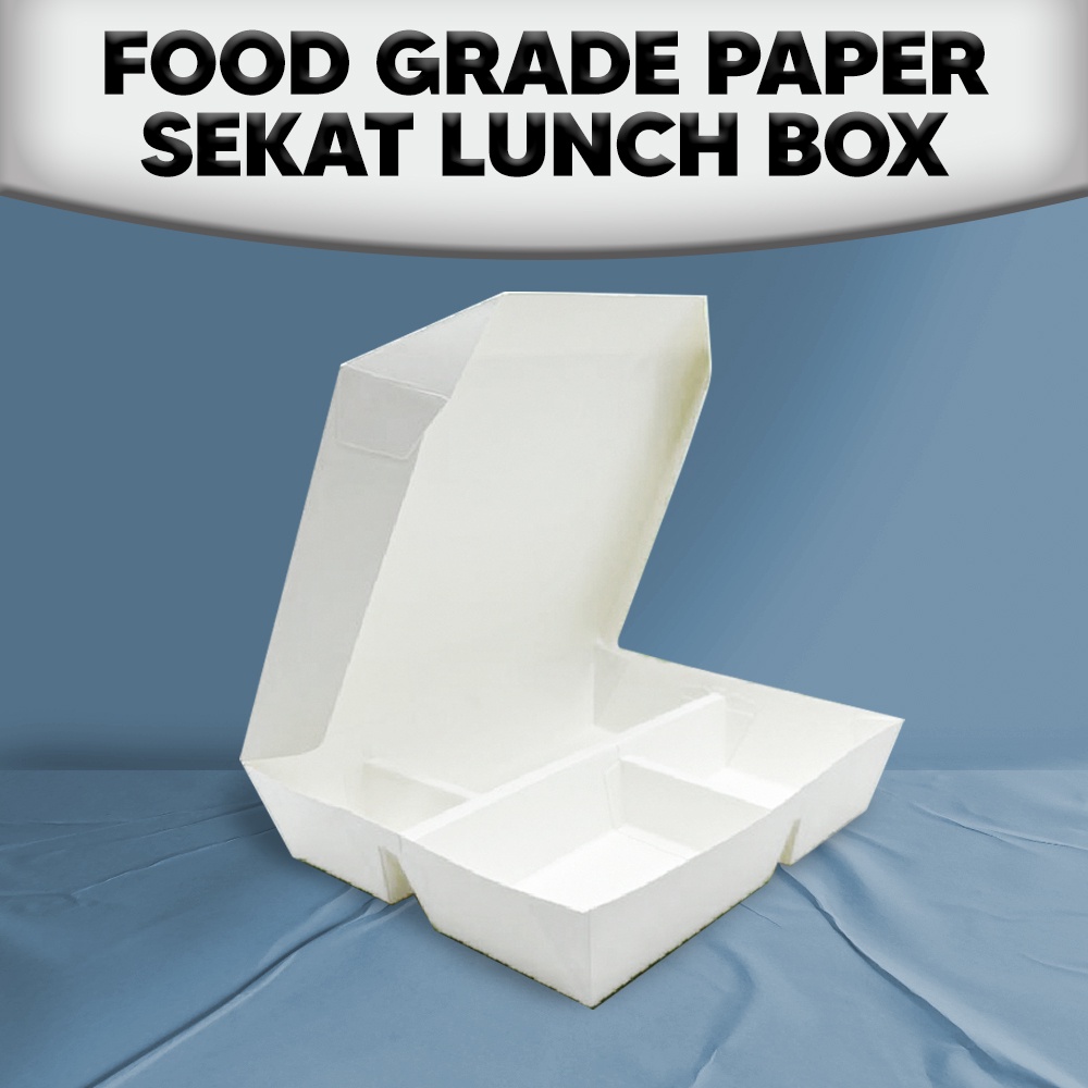 Jual Lunch Box Paper Sekat 4 Putih - Bento Kertas 4 Sekat MURAH ...