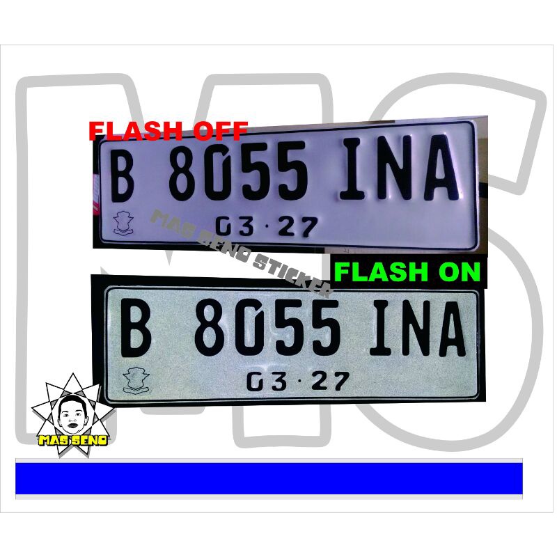 Jual plat nomor mobil putih brand 3M reflektif/scotlight nopol hitam ...