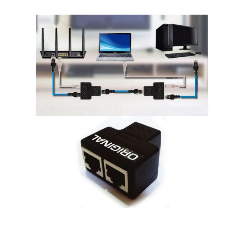 Jual kabel LAN Splitter cabang 1 to 2 way female ethernet network ...