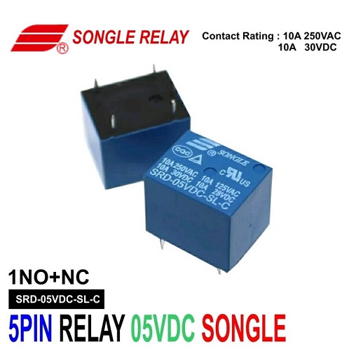 Jual Relay 5V 5 Pin Biru ORIGINAL SONGLE 5V 10A 5pin untuk project ...