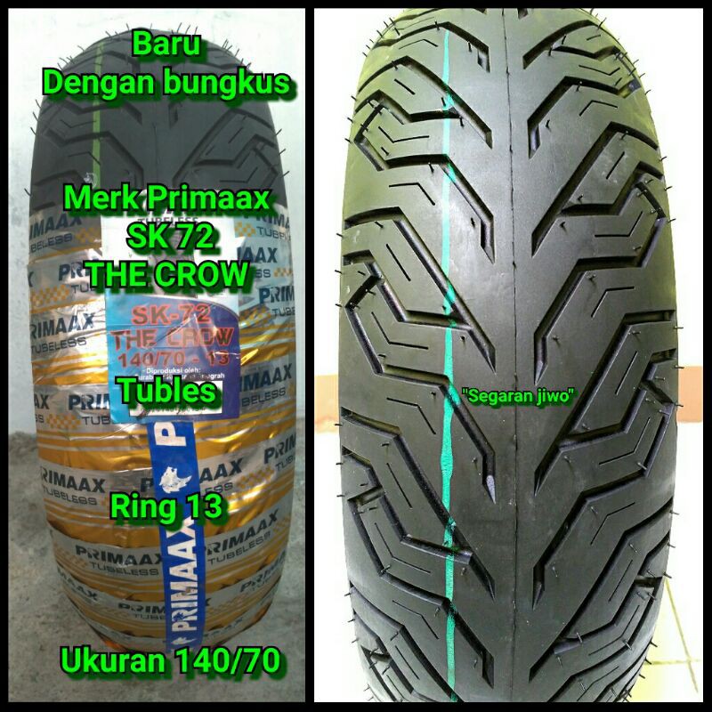 Jual Ban motor tubles matic ring 13 Ukuran 140/70 merk Primaax sk 72 ...