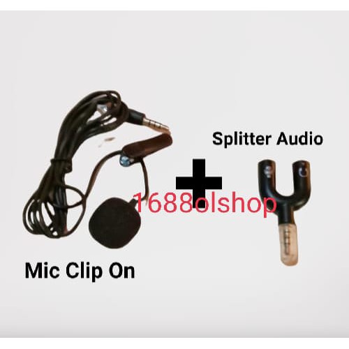 Jual Splitter Audio U + Clip On Microphone Mini | Shopee Indonesia