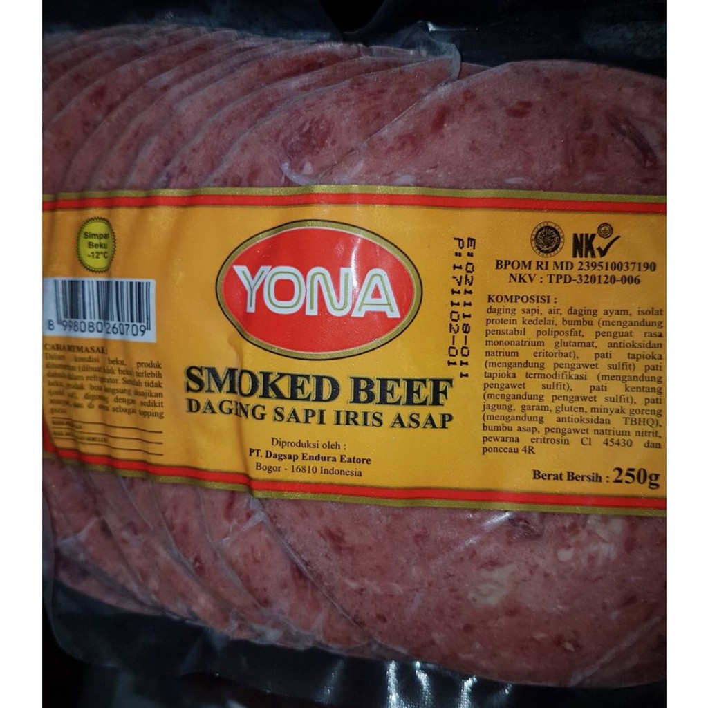 Yona Smoke Beef 250 gr Daging Sapi Iris Asap Olahan Kiloan Smoked ...