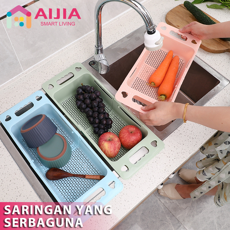 Jual AIJIA Saringan Buah Sayuran Peniris Air Dapur Sink Drain Basket ...