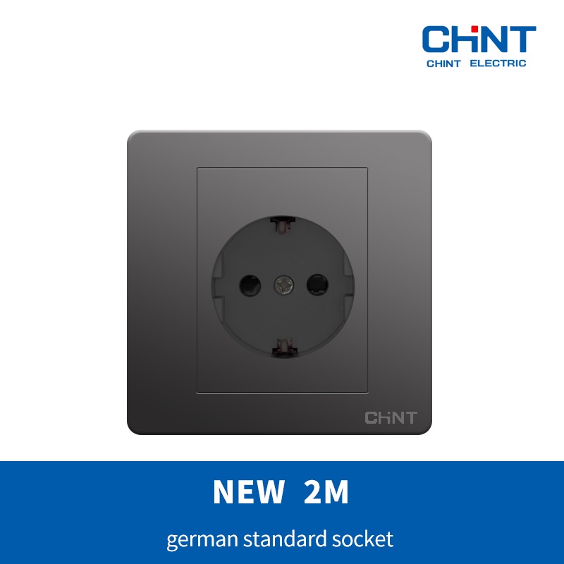 Jual CHINT NEW2M - GRAY BLACK German standard socket 16A 250V / stop ...