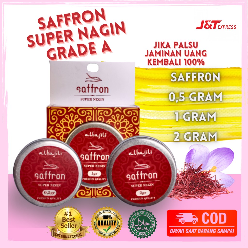Jual Saffron 0,5 gr, 1 gr, 2 gr | Saffron Super Negin Grade A Original ...