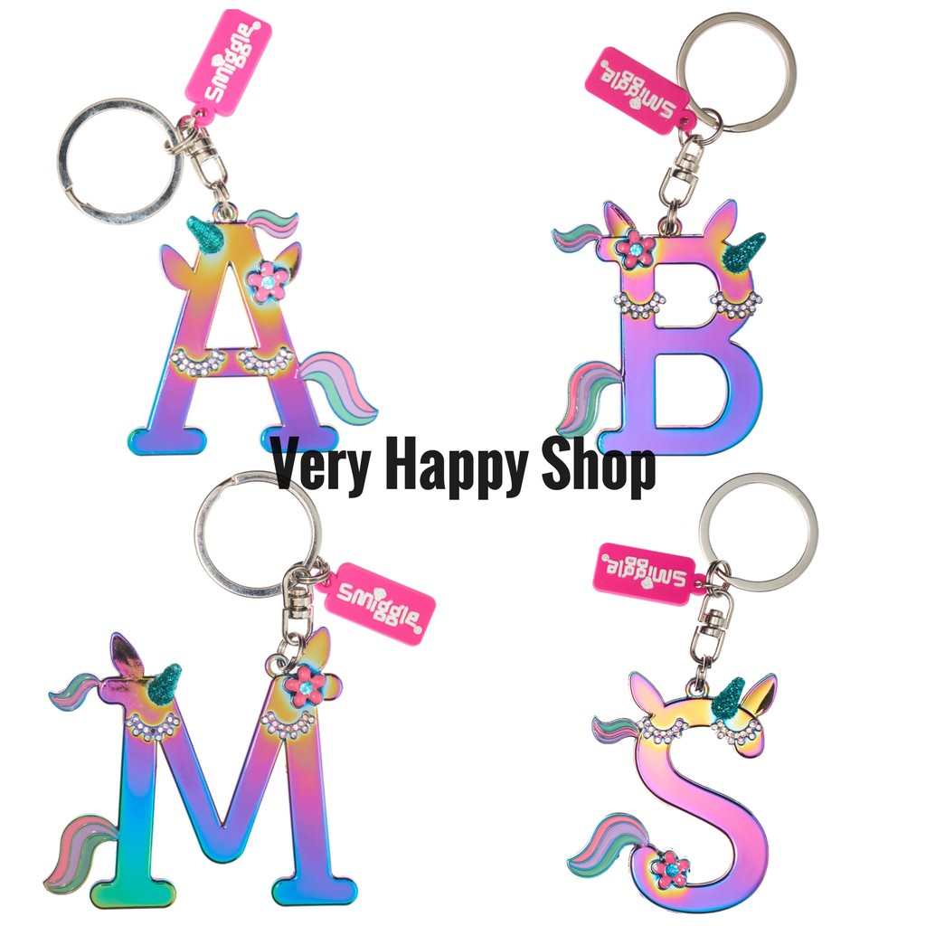 Jual Smiggle Gem Alphabet Keyring unicorn kuda poni pony keychain ...