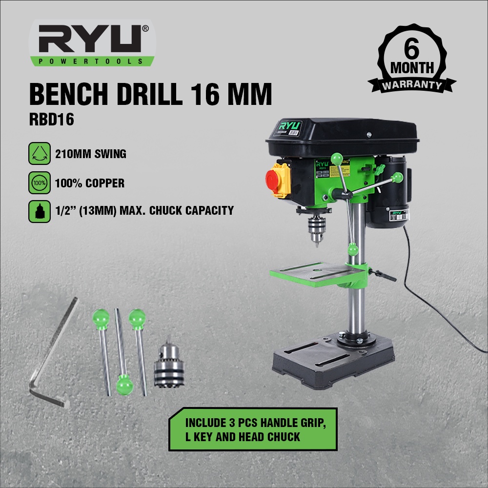 Jual Ryu Bench Drill 16 mm RBD16 - bor duduk 16 mm - perkakas | Shopee ...