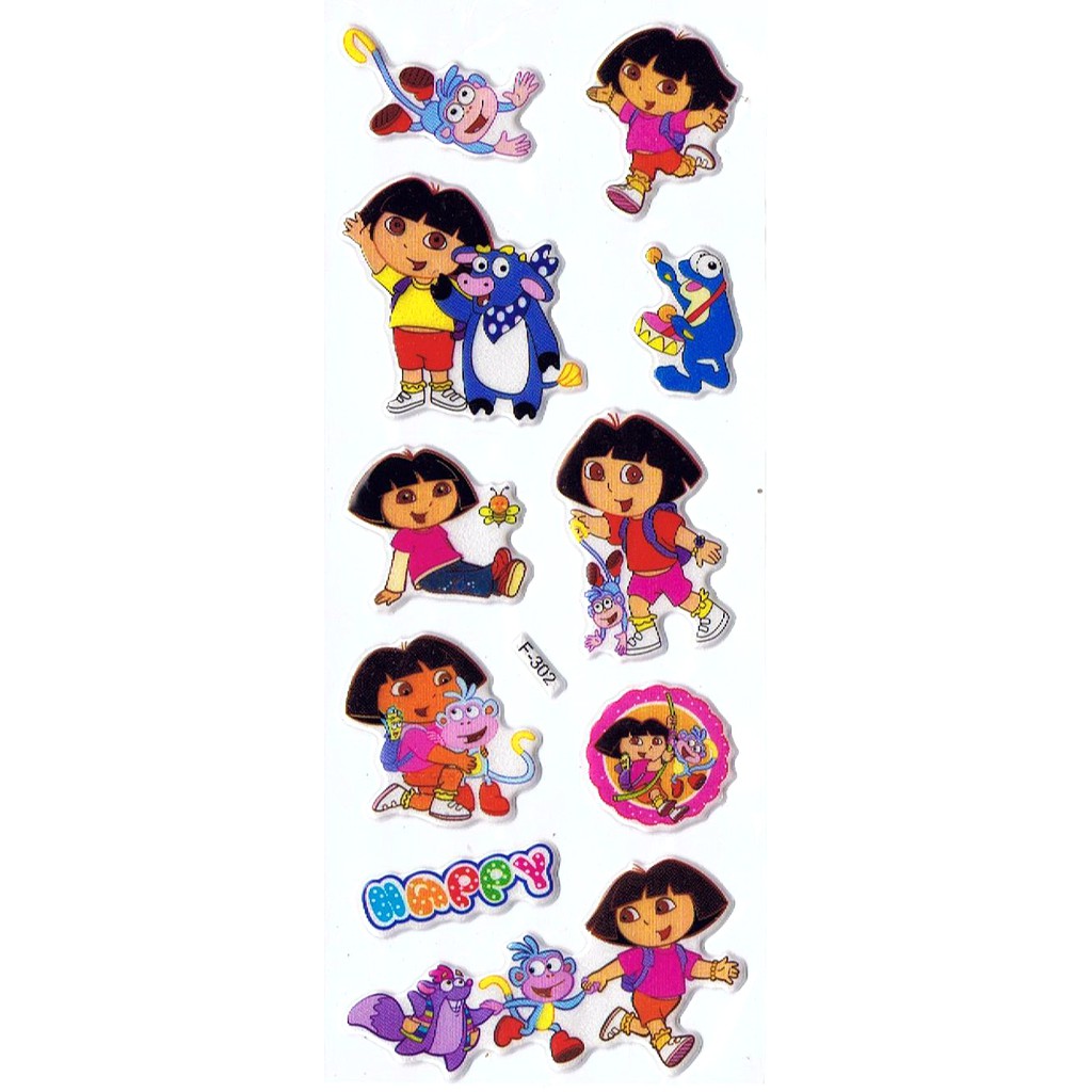 Jual SK402 Stiker Sticker Timbul Set Strip Aneka Gambar Kartun Dora ...