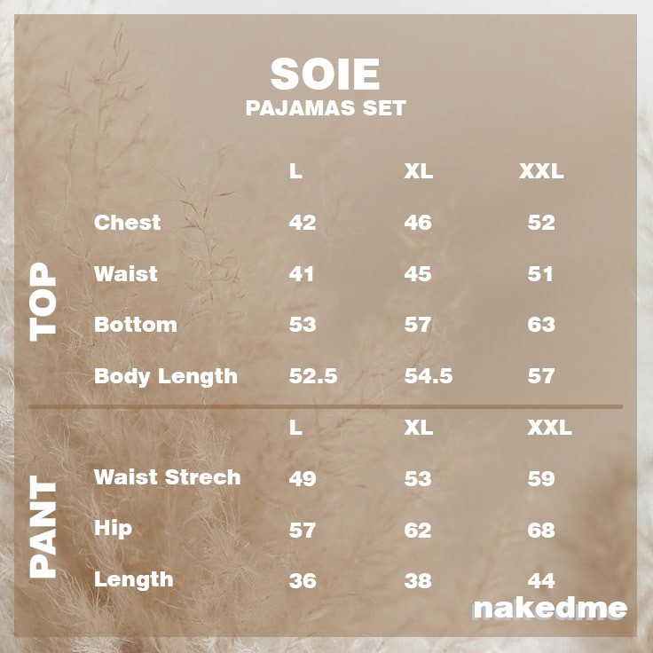 Jual SIZE CHART Soie Pajamas Set | Shopee Indonesia