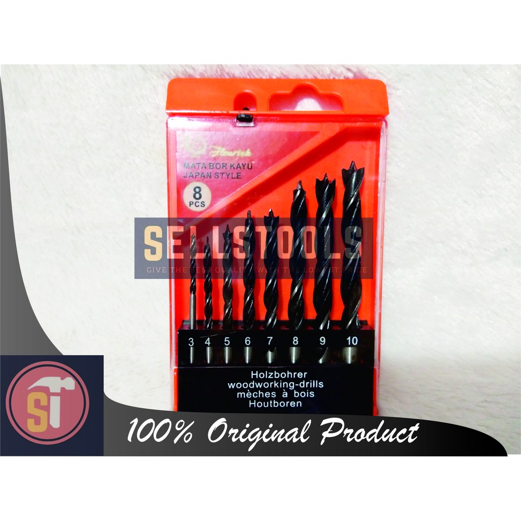 Jual FLOURISH MATA BOR KAYU SET 8PCS 3 -10MM AUGER BIT FLOURISH Mata ...