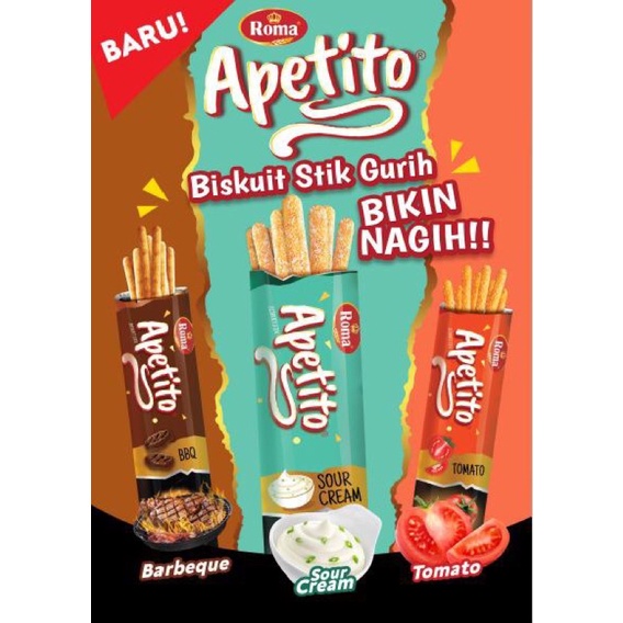 Jual Roma APETITO Biskuit Stik BBQ / Tomato 18,5 Gram 1PCS | Shopee ...