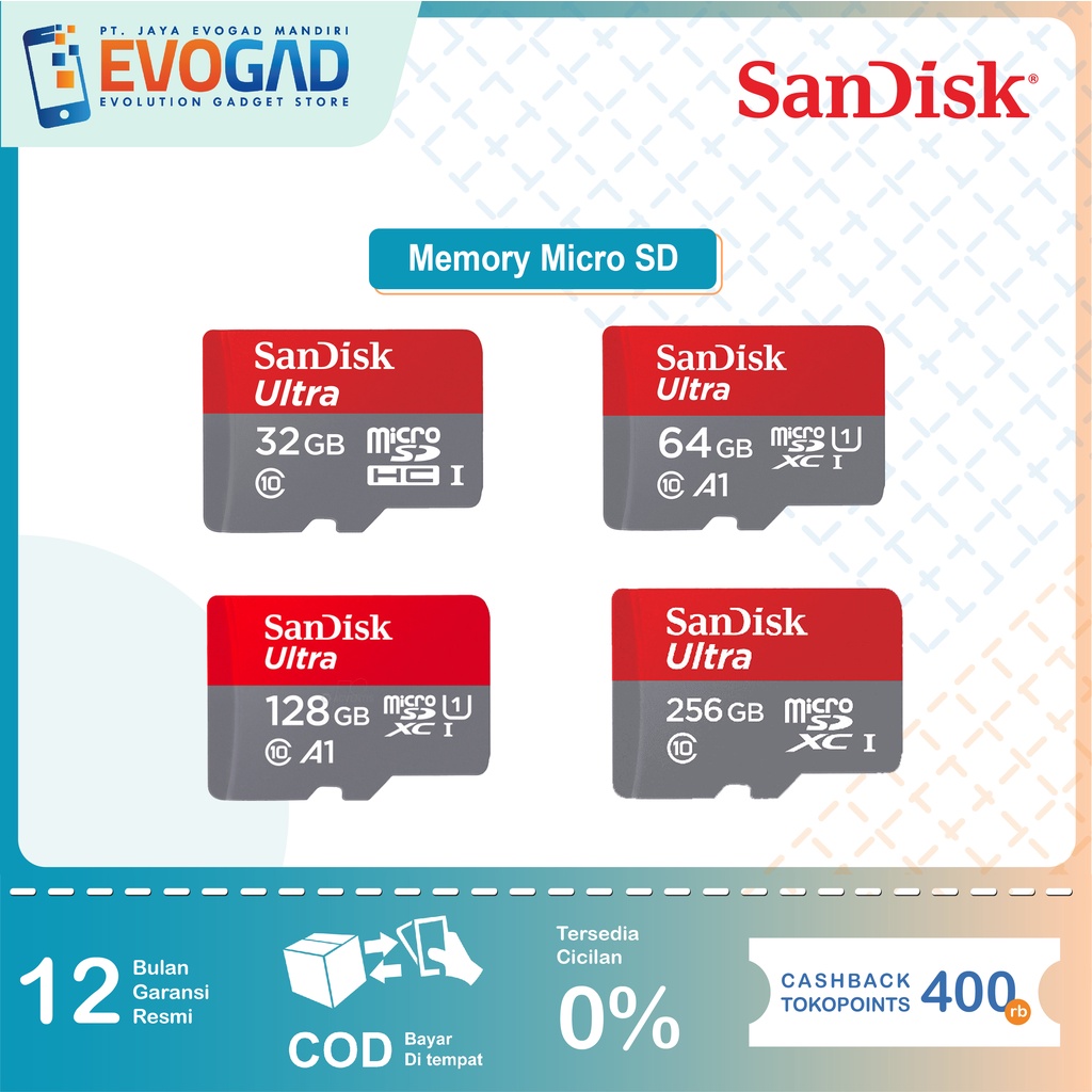 Jual SanDisk Ultra MicroSD 32GB 64GB 128GB 256GB A1 120MB/s UHS-I Micro SD | Shopee Indonesia