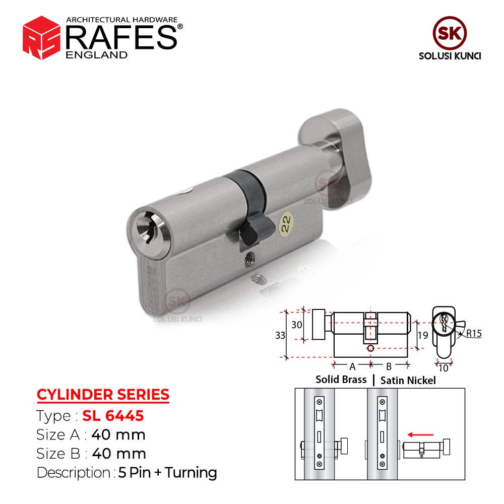 Jual Silinder 8 cm RAFES ENGLAND Putar + Kunci (5 pin) (SL 6445 ...