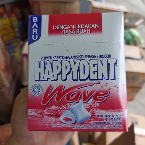 Jual HAPPYDENT WAVE permen karet isi sirup rasa stroberi 1 box x 75pcs ...