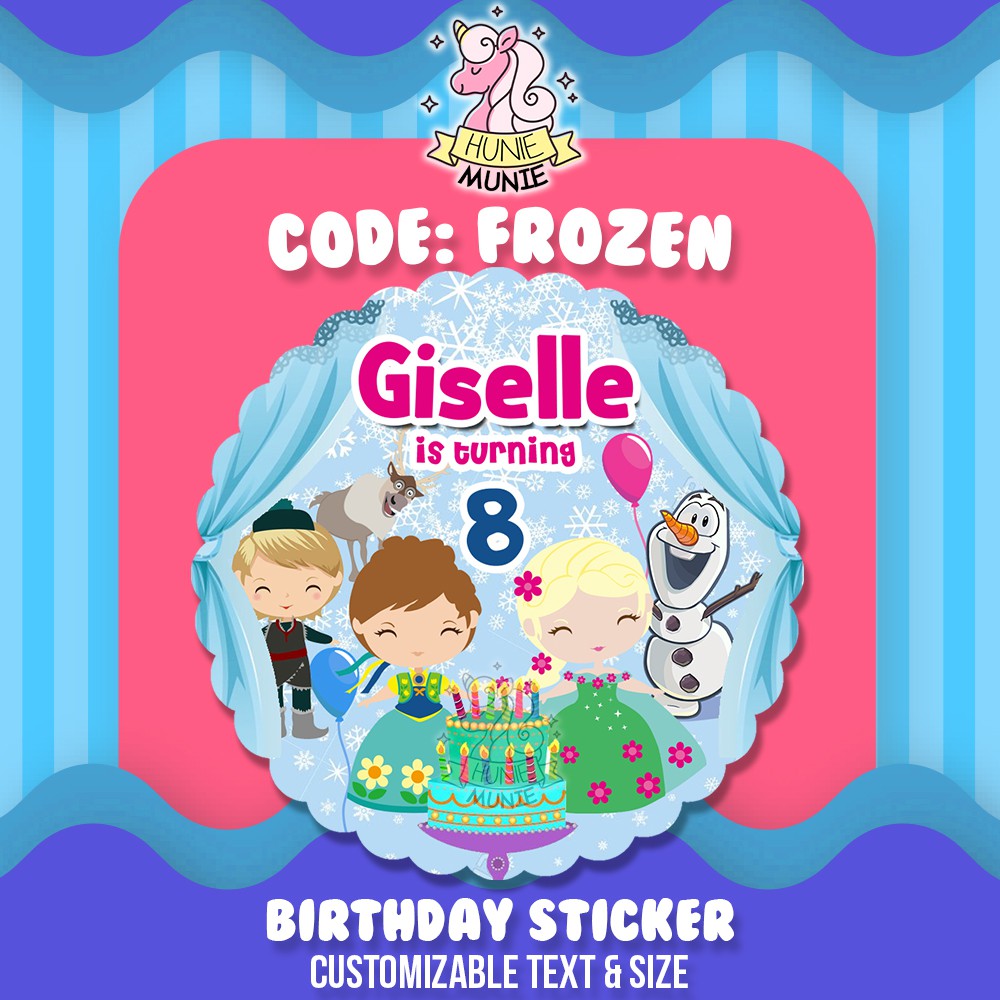 Jual Sticker Birthday Custom - Frozen SERIES - Princess Elsa Anna Olaf ...