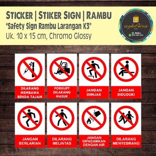 Jual Sticker Stiker Safety Sign Rambu K3 Larangan - Uk. 10x15 cm ...