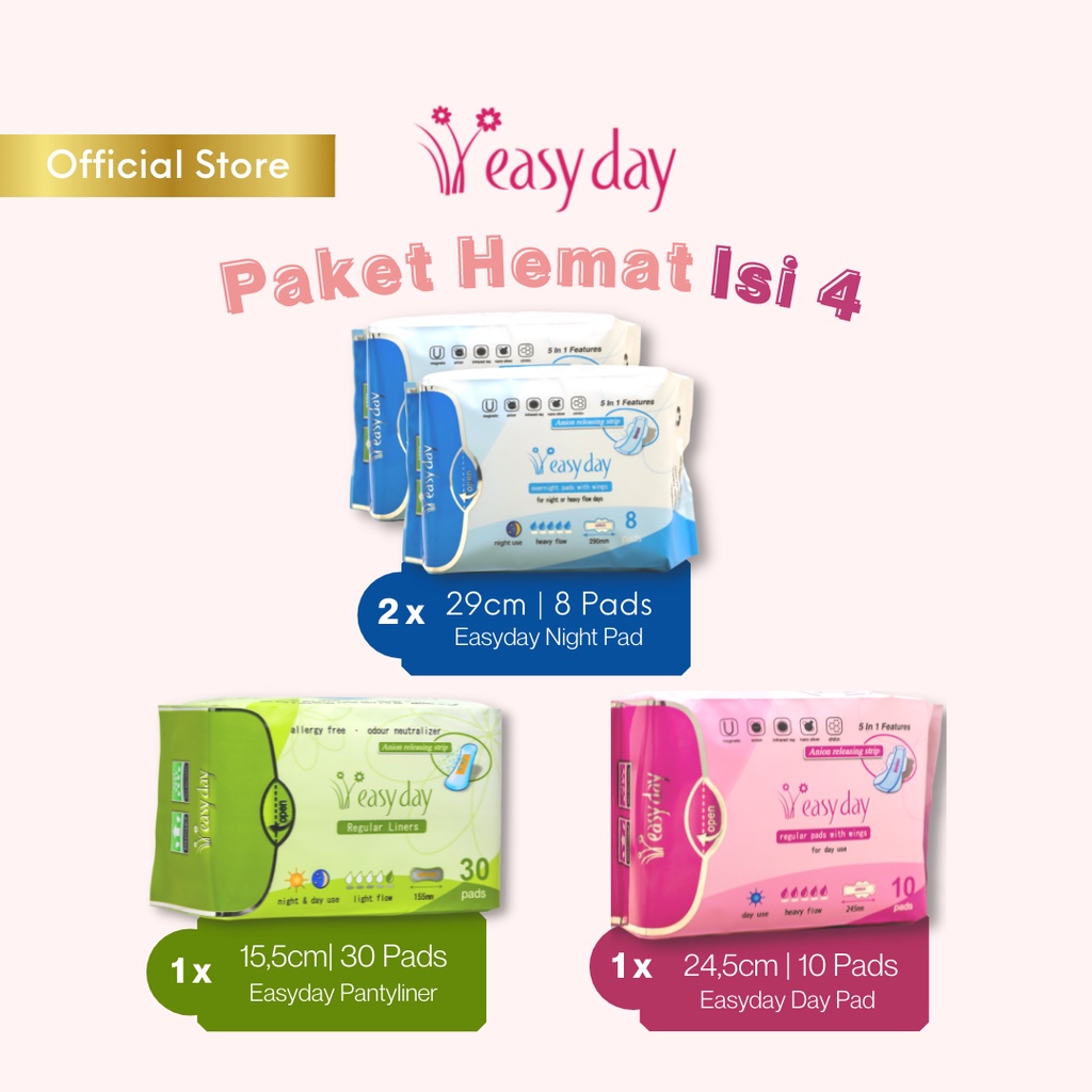 Jual Easyday 2 Night Pads + 1 Pantyliner + 1 Day Pad (Softek / Pembalut Easy Day) | Shopee Indonesia