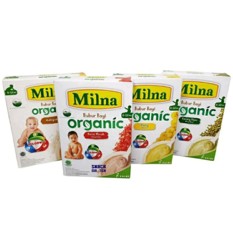 Jual Milna bubur organik 120gr beras merah/kacang ijo/ multigrain ...