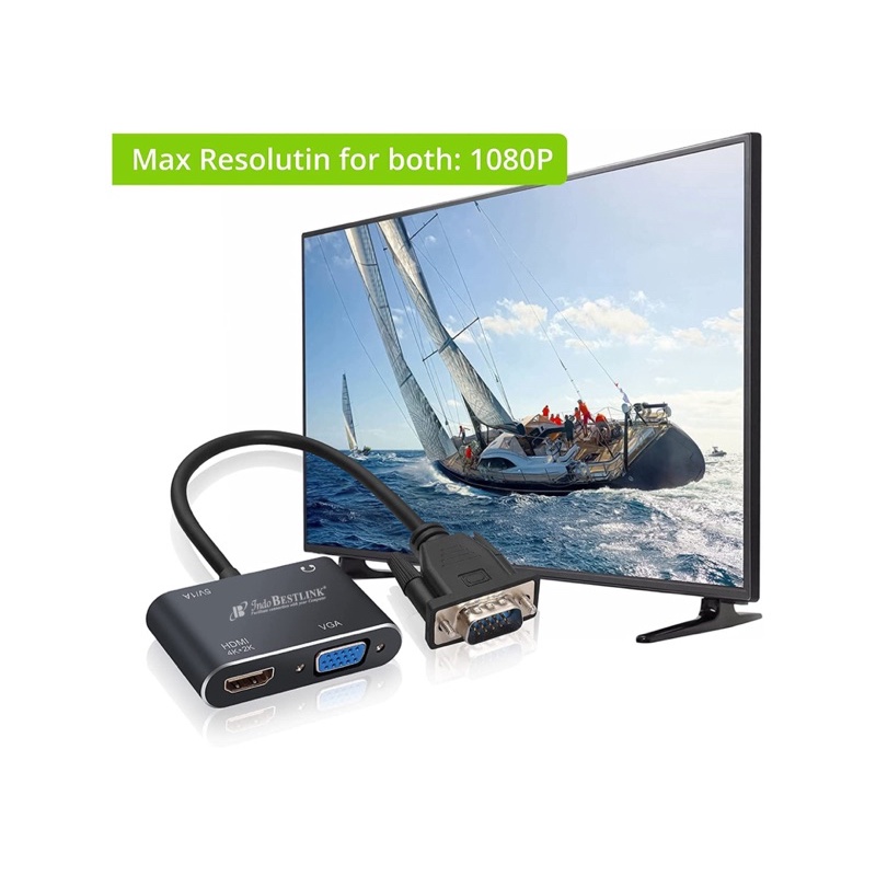 Jual Adapter Splitter Vga Ke Hdmi Dengan Audio 3.5mm Untuk Pc Proyektor ...