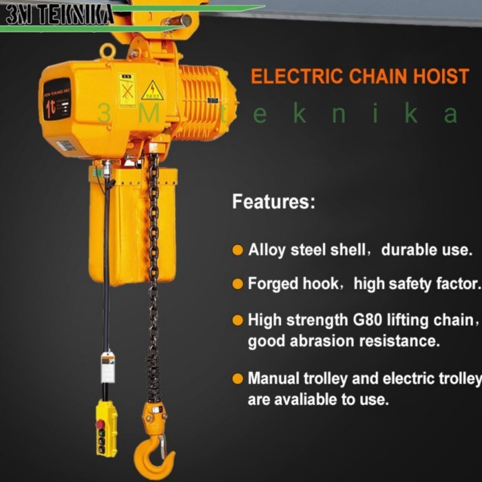 Jual Chain Hoist Electric 5 ton 8 M Katrol Listrik 3 Phase Plus Trolly ...