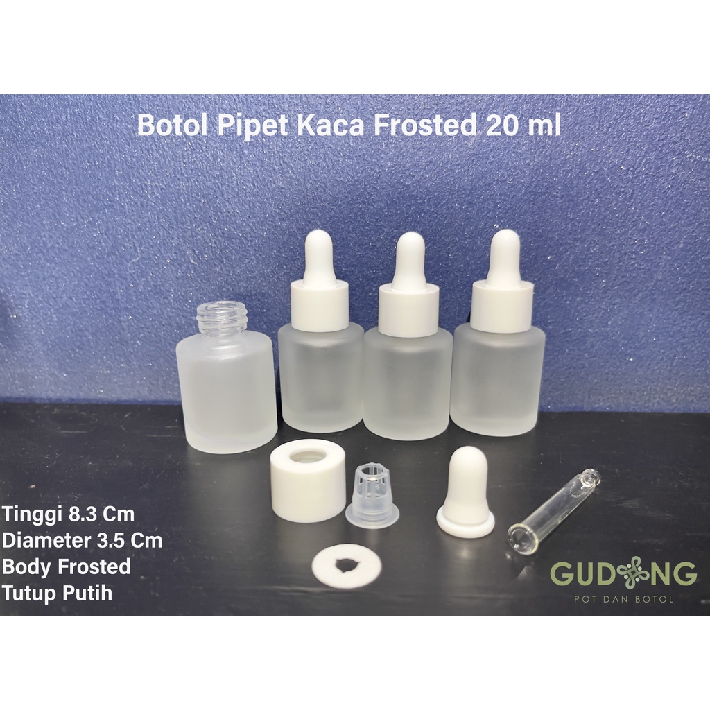 Jual Botol Pipet Kaca Frosted 20 ml Bahu Datar (Botol Serum Scarle3tt ...