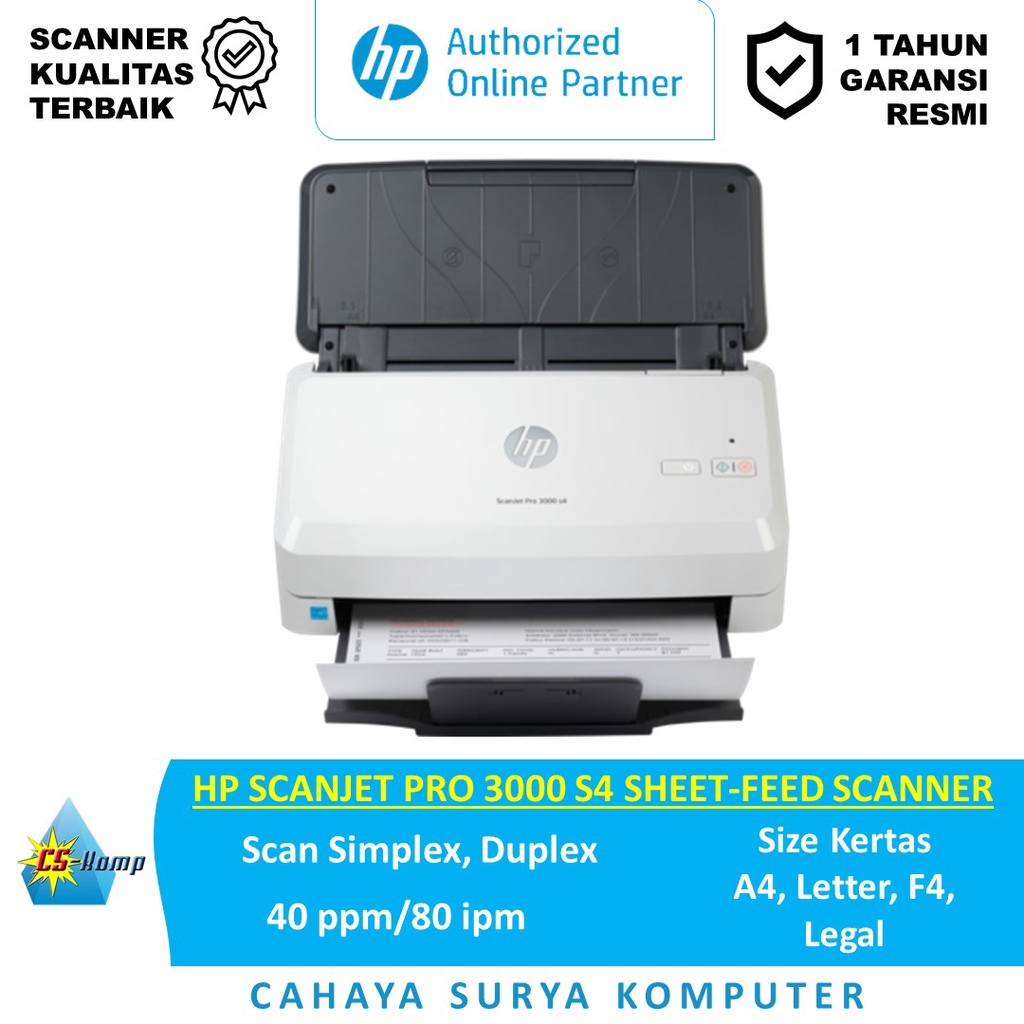 Jual HP ScanJet Pro 3000 s4 Sheet-feed Scanner-6FW07A | Sheetfed | ADF ...