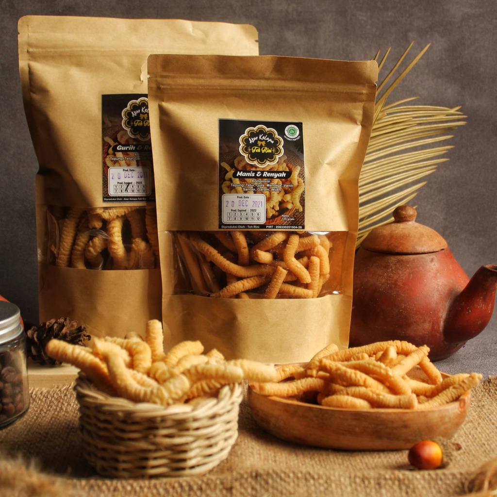 Jual Kue Kering Akar Kelapa Teh Rini Camilan Akar Kelapa Manis Renyah ...