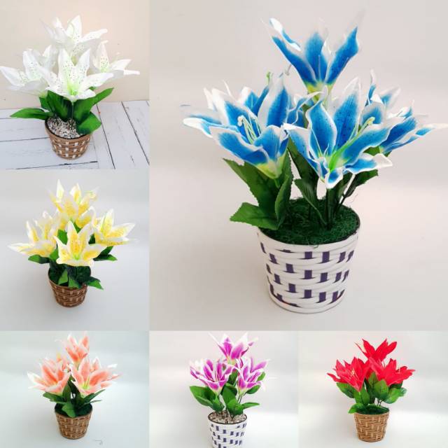 Jual Bunga vas bunga artificial lily bunga plastik Indonesia|Shopee ...