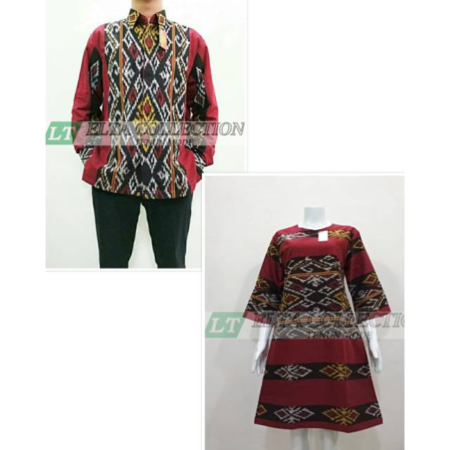 Jual baju sarimbit couple tenun etnik motive rote by elta collection ...
