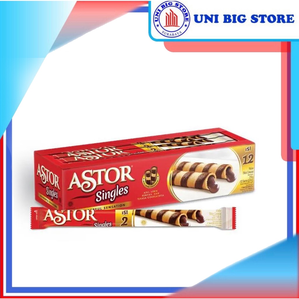 Jual Astor Singles Wafer Stick Chocolate 18 gr x 12 pcs BOX Coklat ...