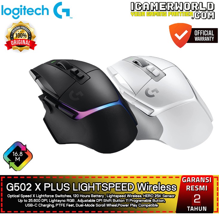 Jual Logitech G502 X / G502X Plus Wireless RGB HERO Gaming Mouse | Shopee Indonesia
