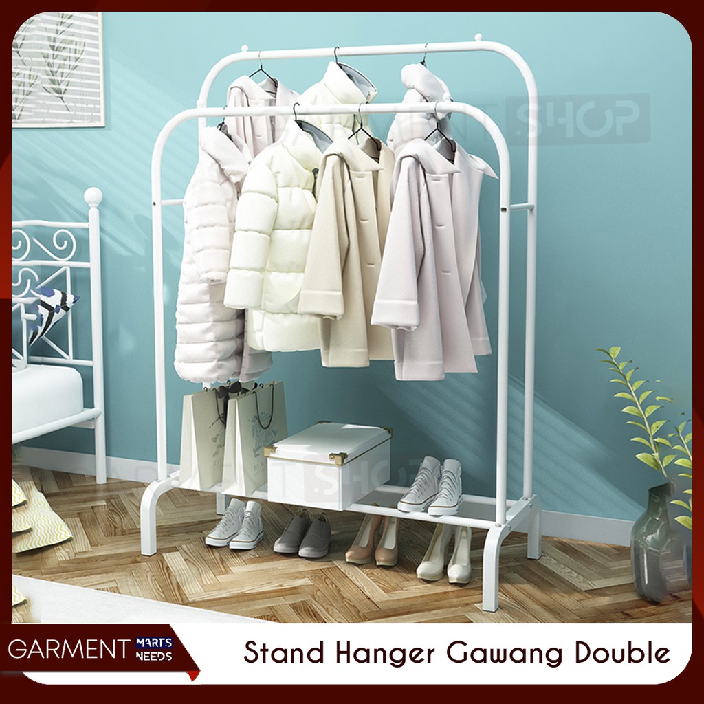 Jual Stand Hanger Besi Double Butik Rak Gantungan Baju Besi Pakaian 2 ...
