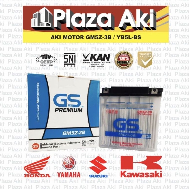 Jual Aki Motor Basah GM5Z-3B GM5Z3B Premium Kit HONDA Astrea Grand Supra Fit Mega Pro Lama ...