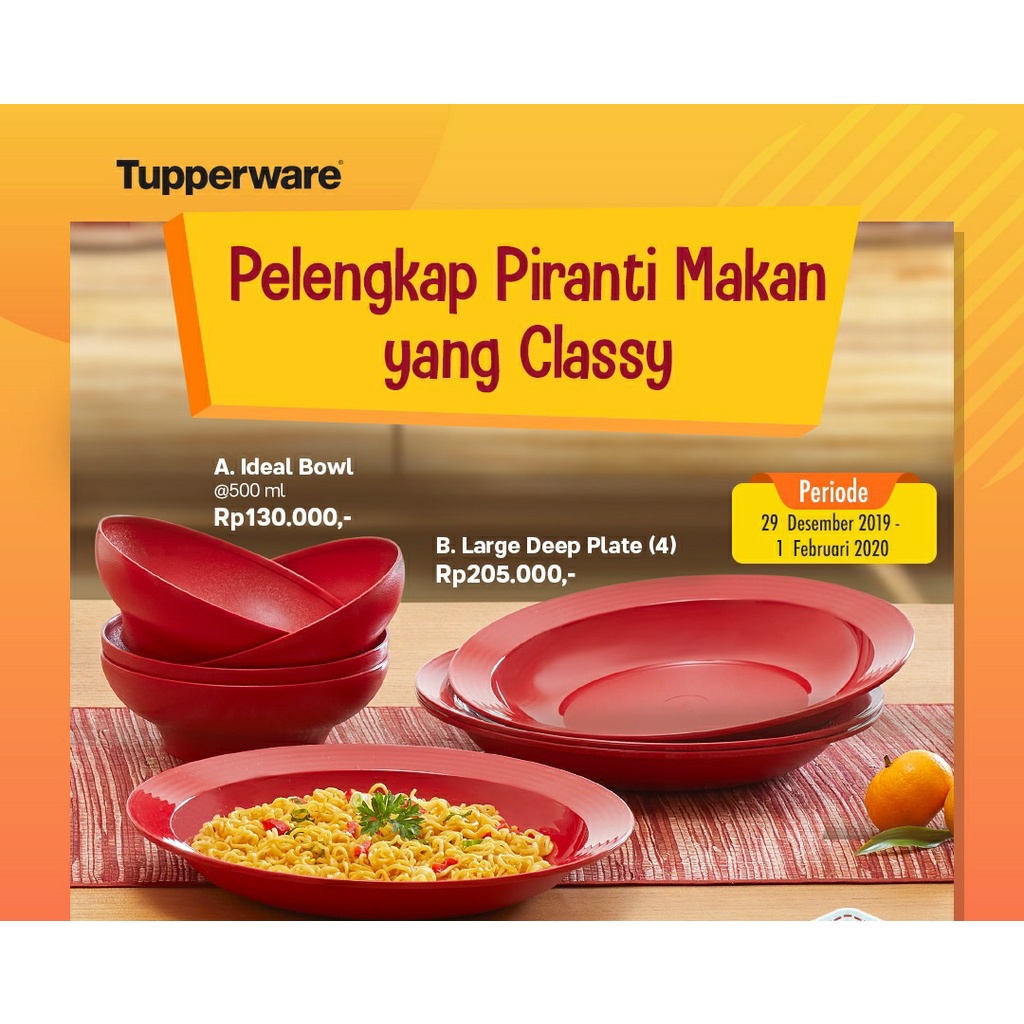 Jual Tupperware Ideal Bowl & Large Deep Plate (Mangkuk plastik / Mangkok makan / piring plastik ...