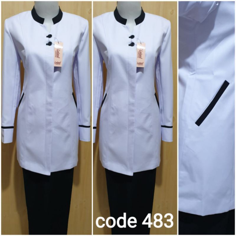 Jual Seragam Kerja Wanita Putih Seragam Dinas Putih Wanita Lis Hitam Setelan Rok A Blazer Kerja ...