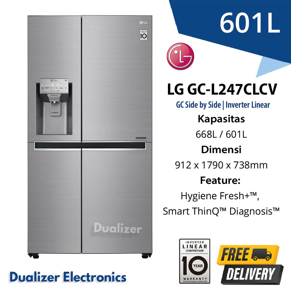 Jual KULKAS LG GC-L247CLCV Side by Side GCL247CLCV Inverter Linear | Shopee Indonesia