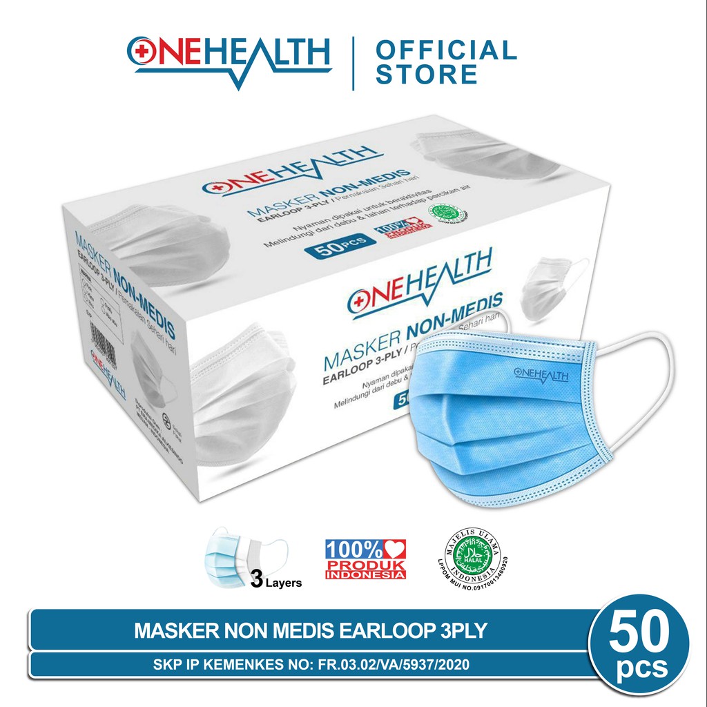 Jual Onehealth Masker Non Medis Earloop 3-PLY | Shopee Indonesia