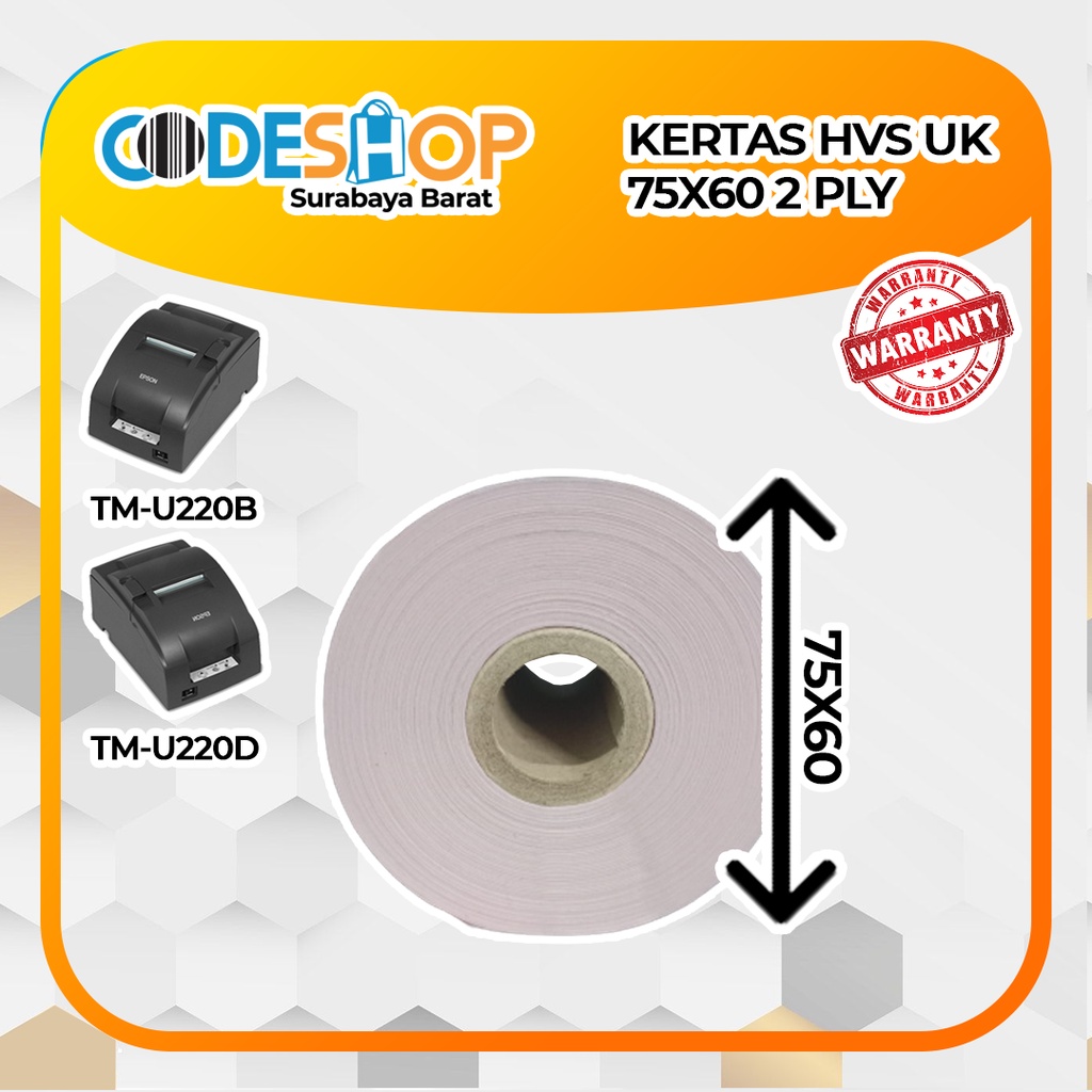 Jual Kertas Register Roll 75 x 60 2 ply / rangkap KUALITAS BAGUS ...