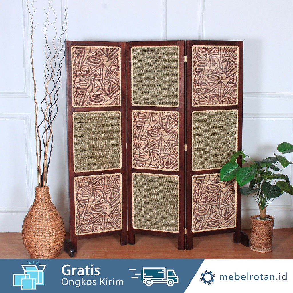 PENYEKAT PARTISI RUANGAN SQUARE 3 DAUN | PEMBATAS SKETSEL KAYU ...