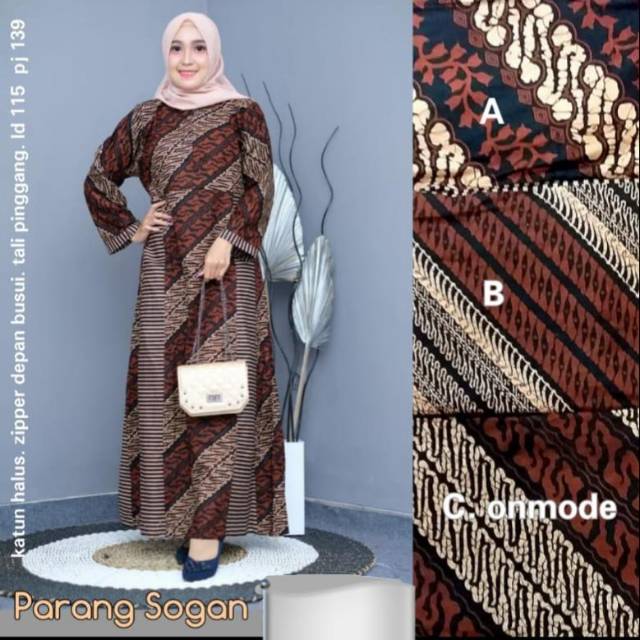 Jual Batik jumbo Gamis batik LD 115 parang sogan size jumbo | Shopee ...