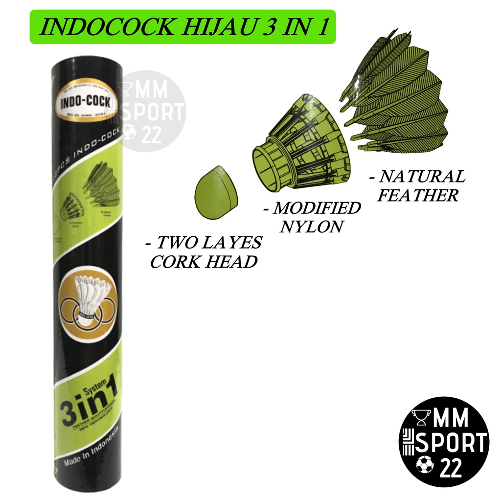 Jual Shuttlecock Kok INDOCOCK Hijau 3 In 1 ORIGINAL | Shopee Indonesia