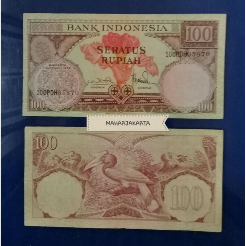 Jual UANG KUNO INDONESIA 100 RUPIAH BUNGA TH 1959 BEKAS Indonesia|Shopee Indonesia