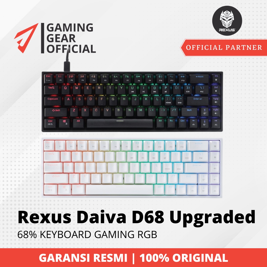 Jual Rexus Keyboard Gaming Mechanical DAIVA RX D68 / D68 RGB Upgraded ...