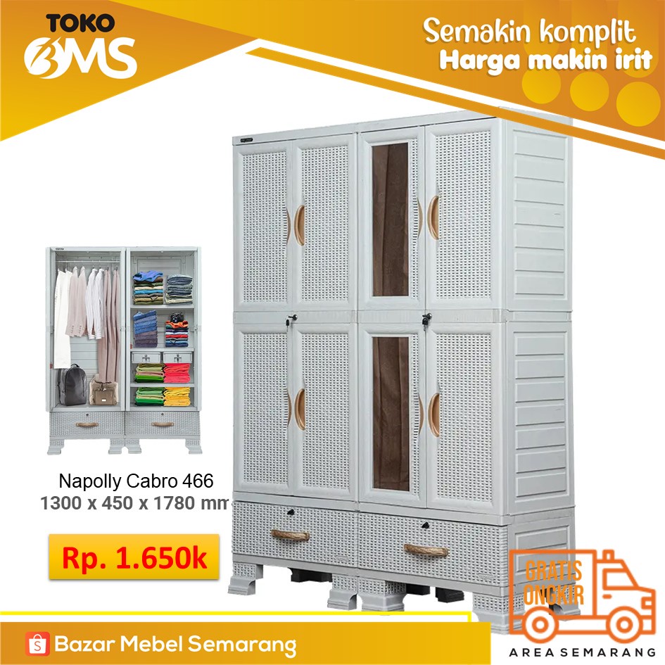 Jual PROMO lemari plastik Napolly Cabro 466 jumbo cermin gantung rak ...